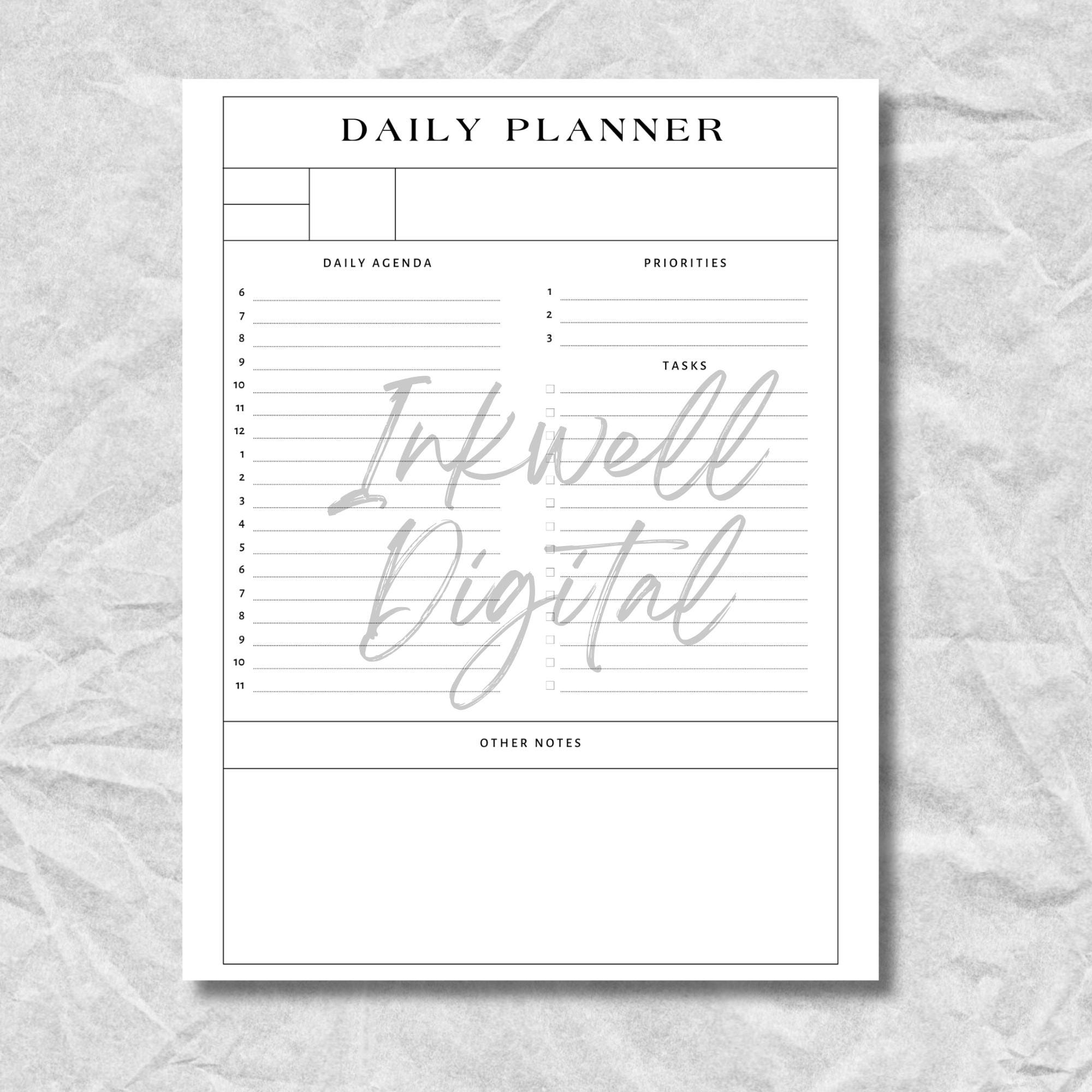 Simple Daily Planner Template for Supernote, Remarkable 2, Boox, Kindle ...
