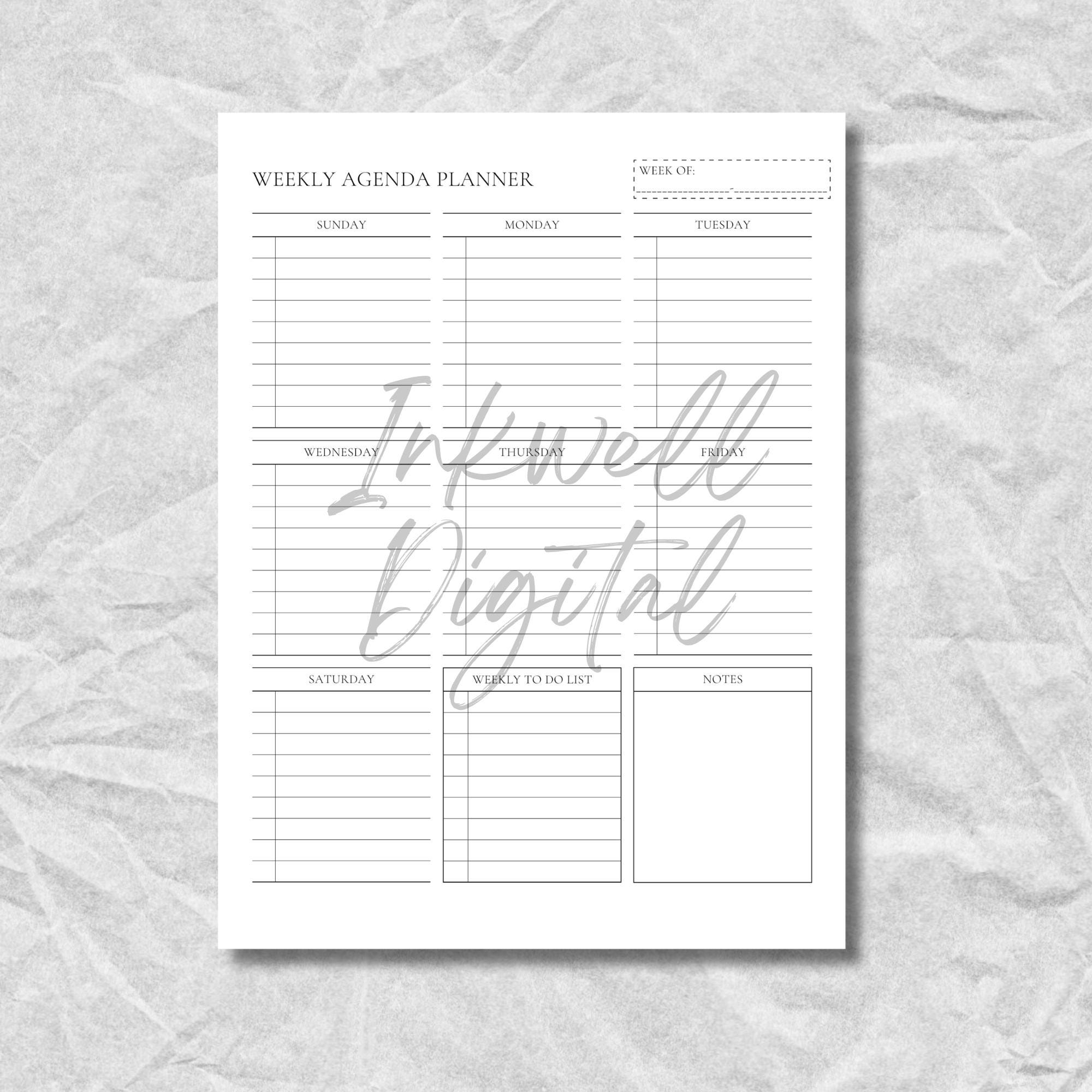 Weekly Planner Template for Supernote, Remarkable 2, Boox, Kindle ...