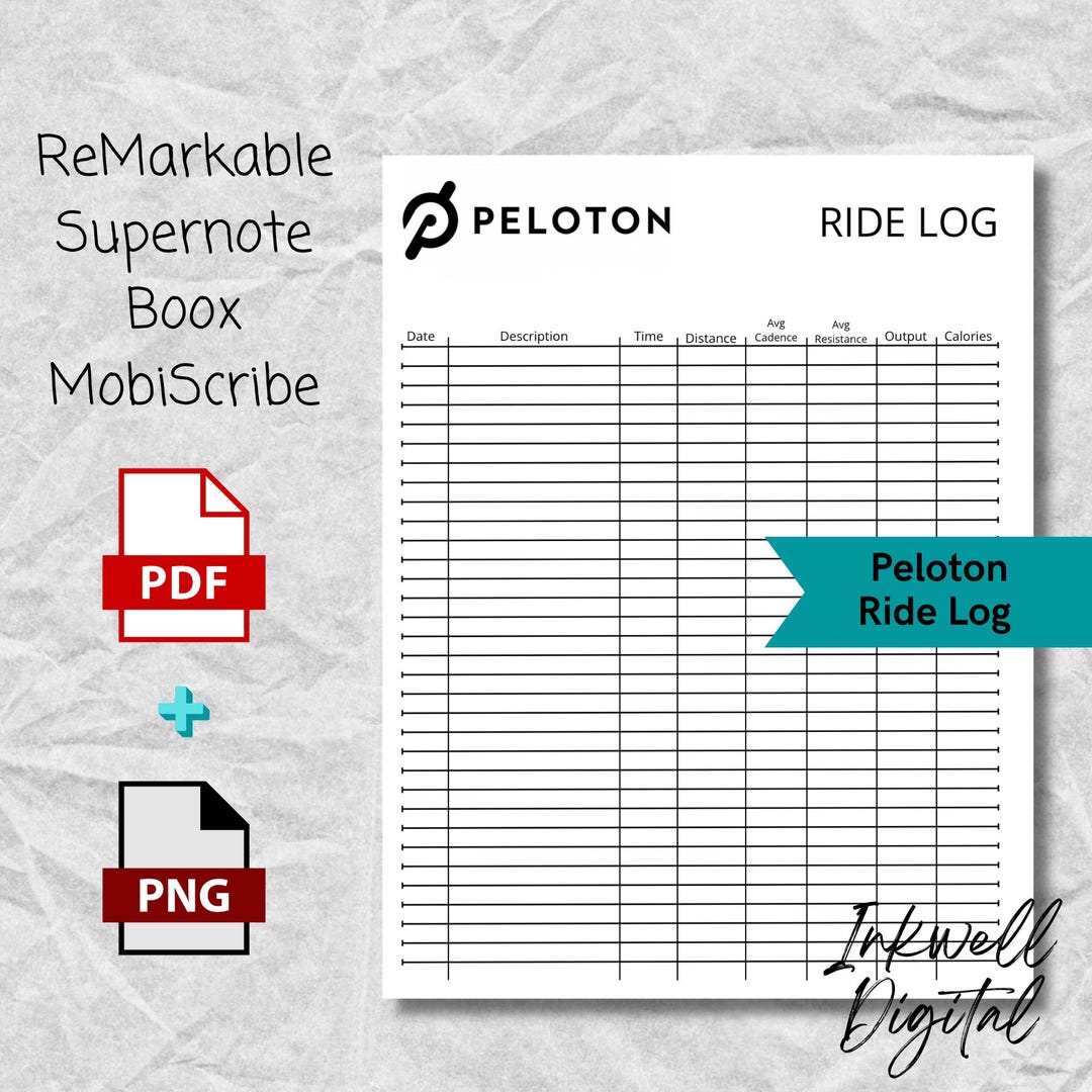 Peloton Ride Log Template for Supernote, Remarkable 2, Boox, Kindle ...