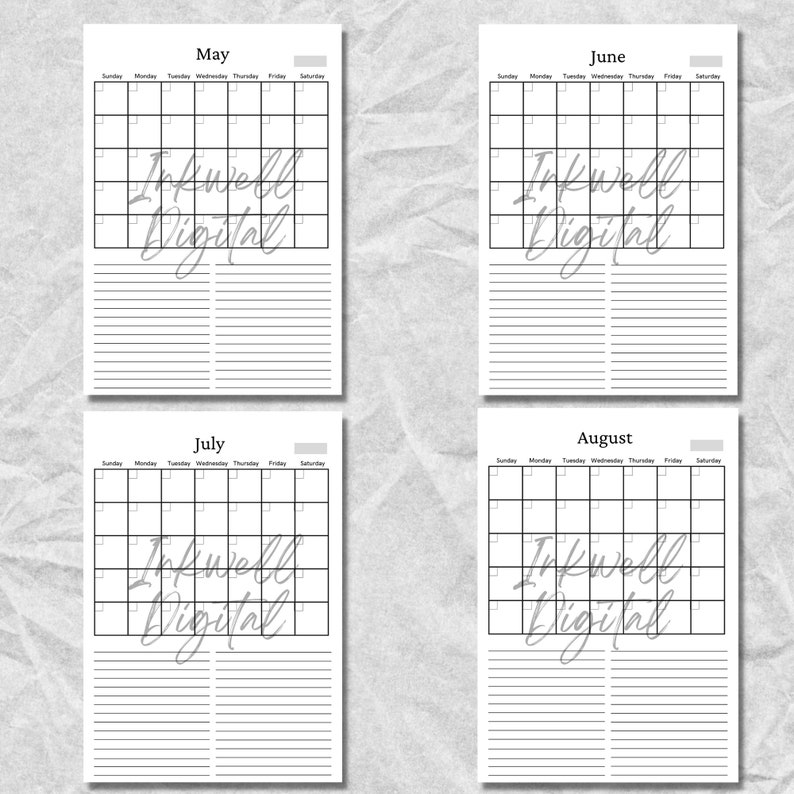 Undated Monthly Planner Bundle: Serif Font Eink Device Inserts (PDF ...