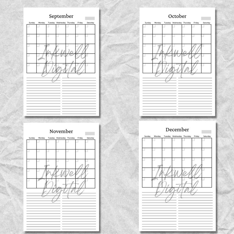 Undated Monthly Planner Bundle: Serif Font Eink Device Inserts (PDF ...