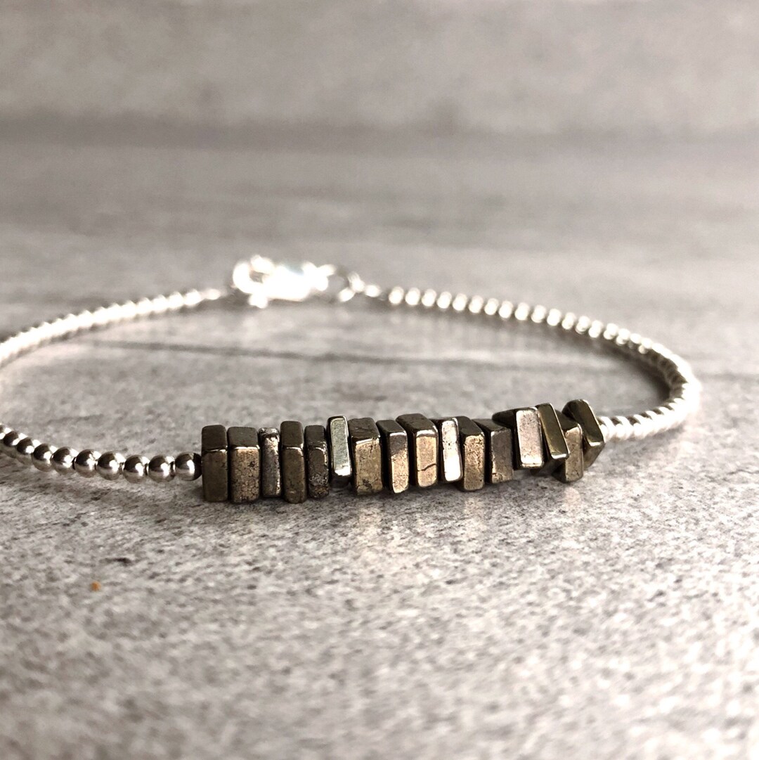 Pyrite Bracelet | Beaded Bracelet for Women, Men | Pyrite Stone Jewelry ...