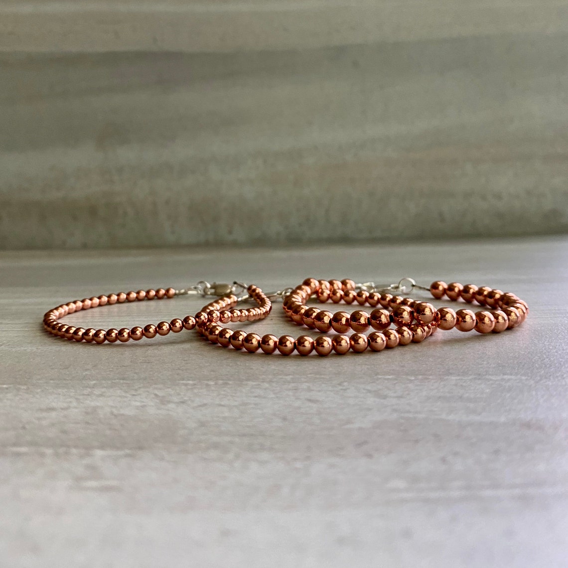 Copper Bead Bracelet Real Copper Jewelry Hand Beaded | Etsy