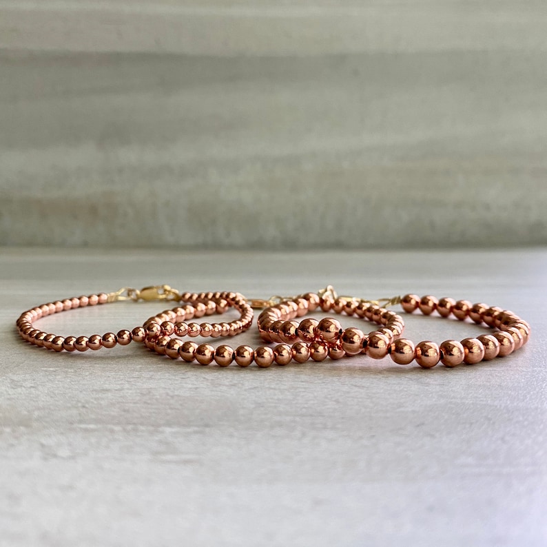Real Copper Bracelet Small Bead Bracelet for Men Women | Etsy