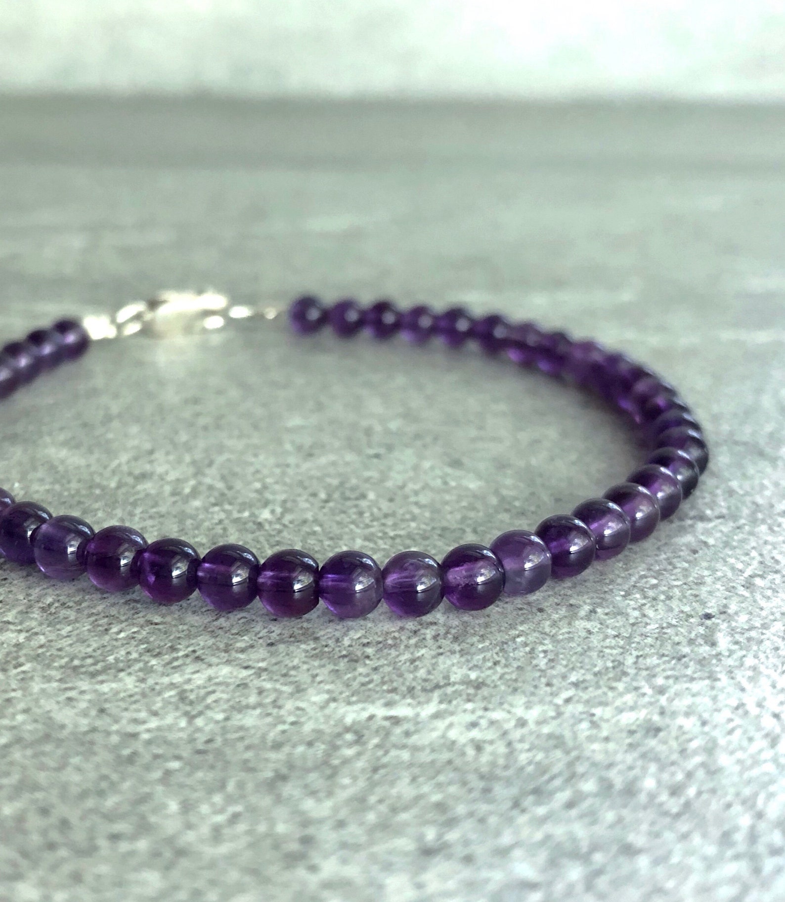 Genuine Amethyst Bracelet Purple Bead Bracelet Stackable - Etsy