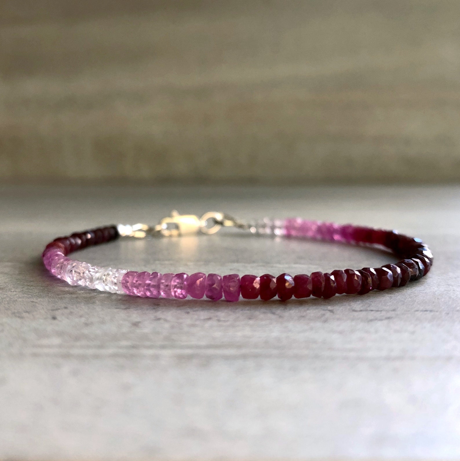 Ruby Sapphire Bracelet Pink Sapphire Jewelry Ombre - Etsy
