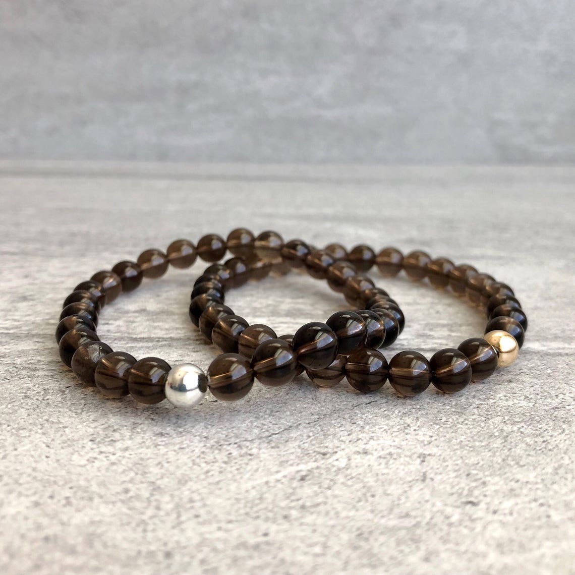 Beaded Stretch Bracelet for Men Women Smoky Quartz Jewelry - Etsy