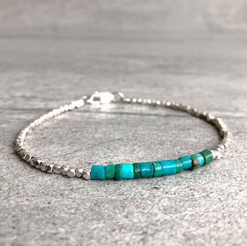 Real Turquoise Bracelet Tiny Bead Bracelet Sterling Silver - Etsy