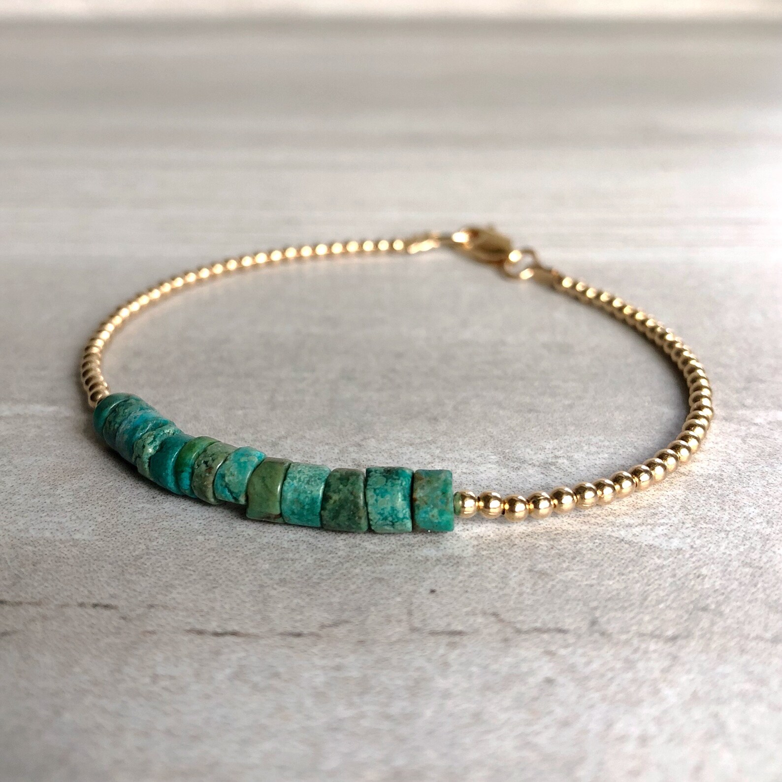Real Turquoise Bracelet | Gold or Sterling Silver Genuine Turquoise ...
