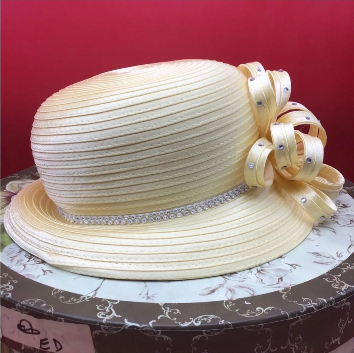 On Sale Now Classic Yellow Handcrafted Women's Formal Hat includes ...