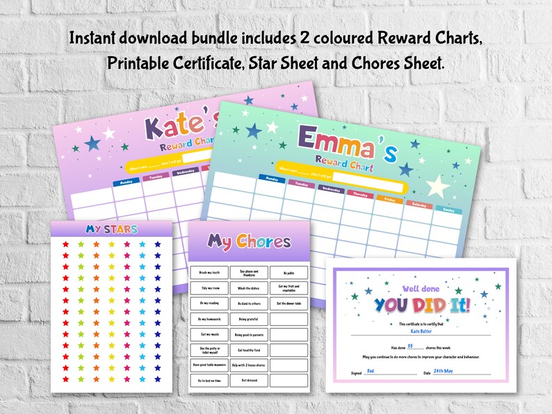 Printable Personalised Girls Reward Chart Template - Etsy