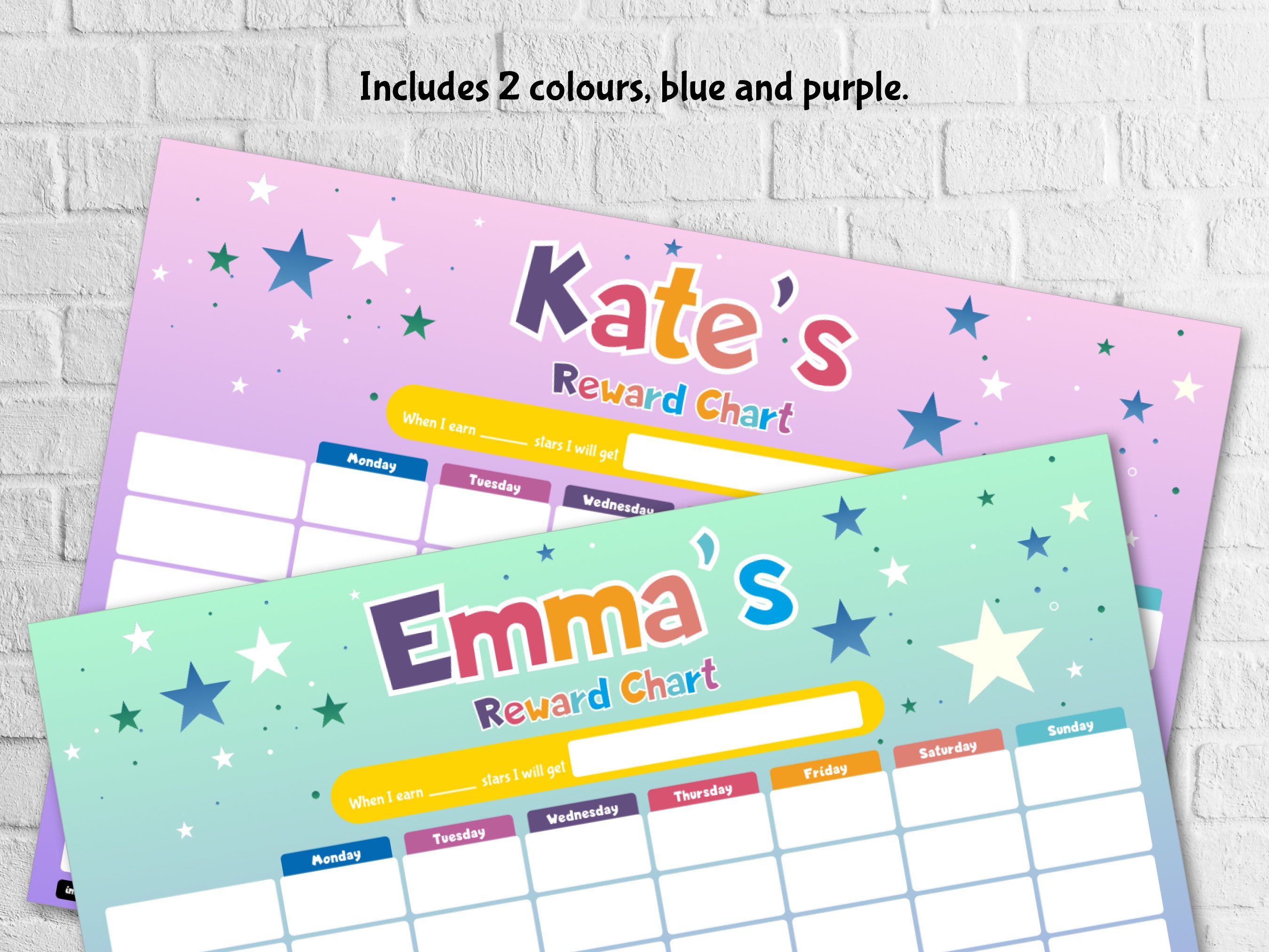 Printable Personalised Girls Reward Chart Template - Etsy