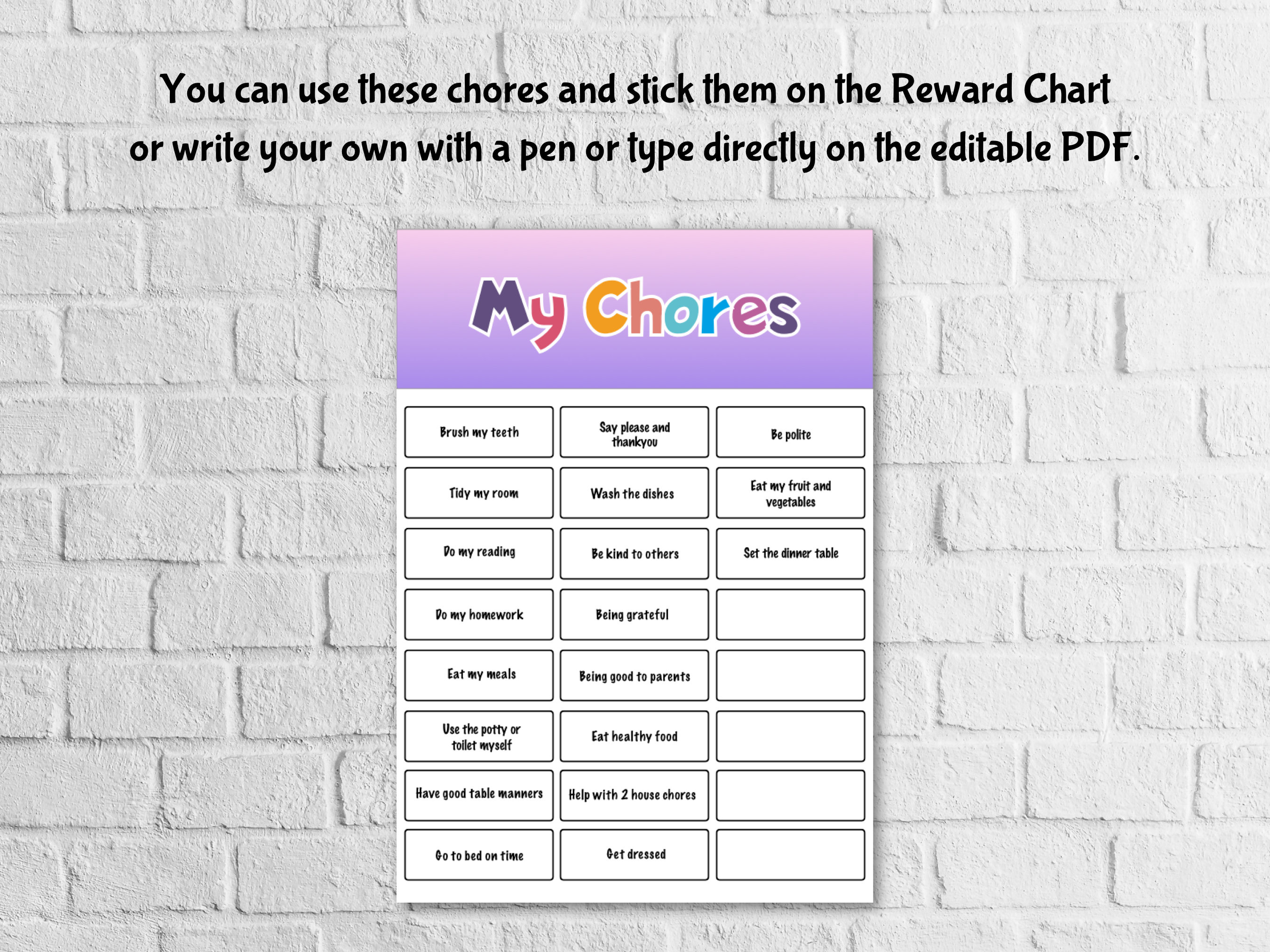Printable Personalised Girls Reward Chart Template - Etsy