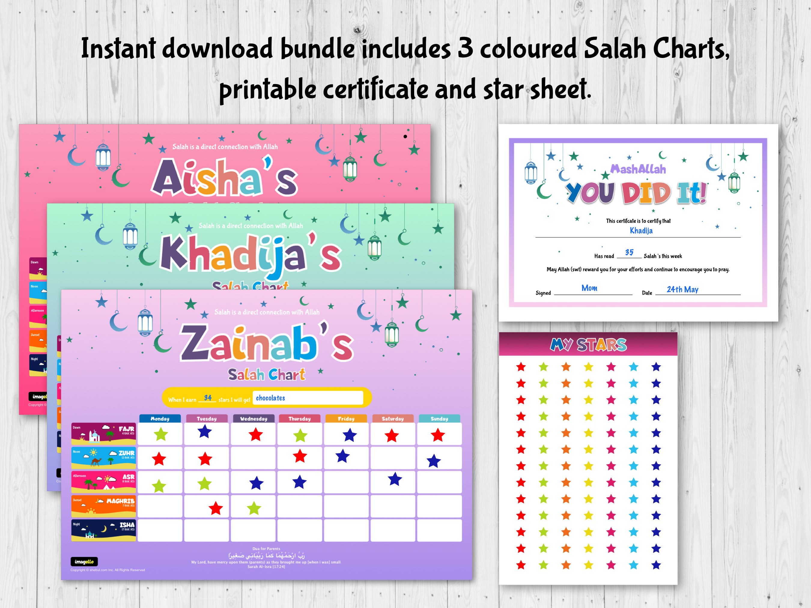 Muslim Girls Prayer Chart Salah Tracker Printable Prayer - Etsy UK