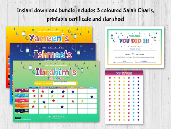 Muslim Boys Prayer Chart Salah Tracker Printable Prayer | Etsy