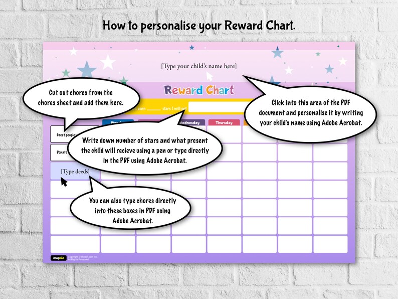 Printable Personalised Girls Reward Chart Template - Etsy