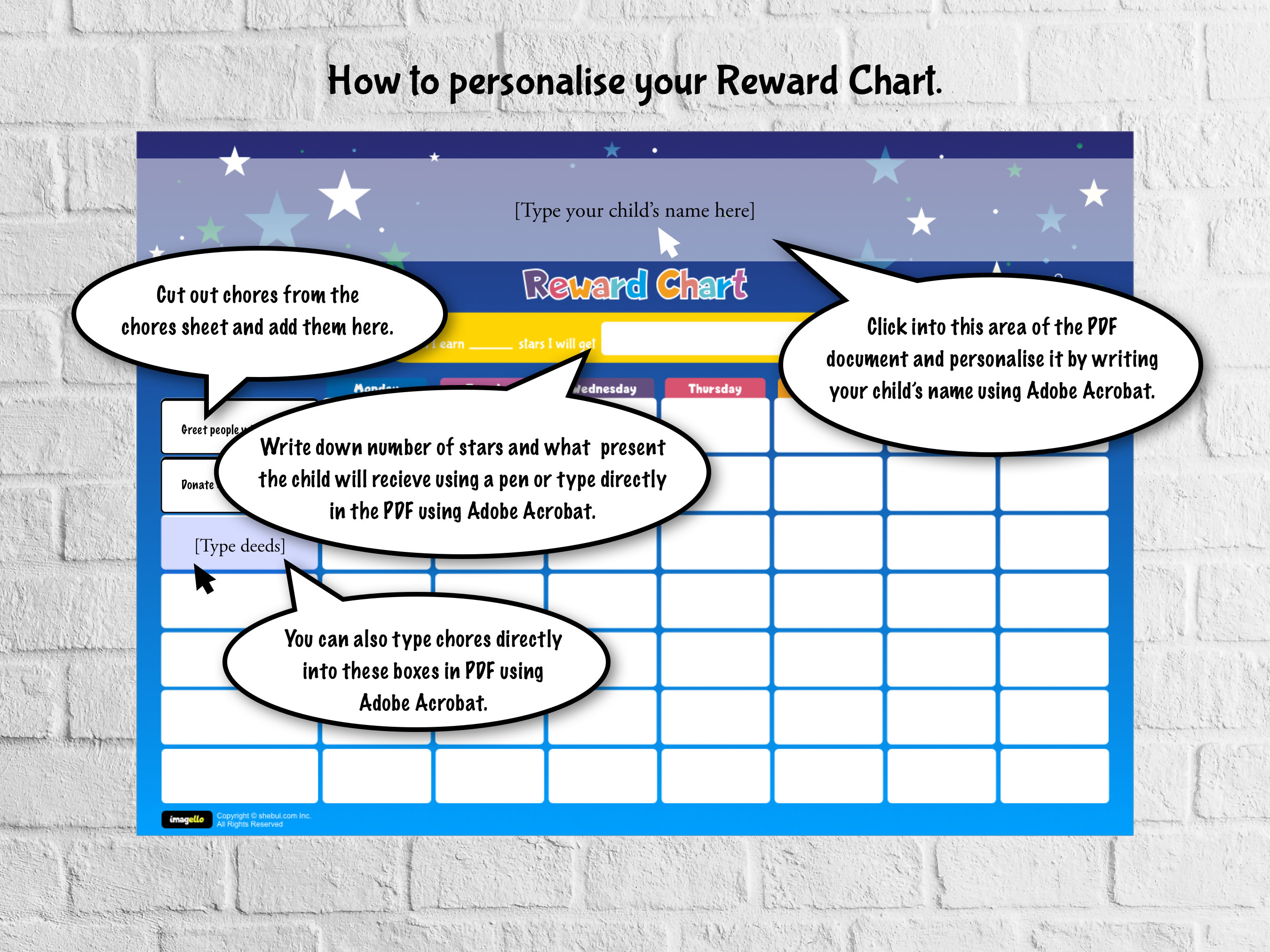 Boys Personalised Reward Chart Template - Etsy UK