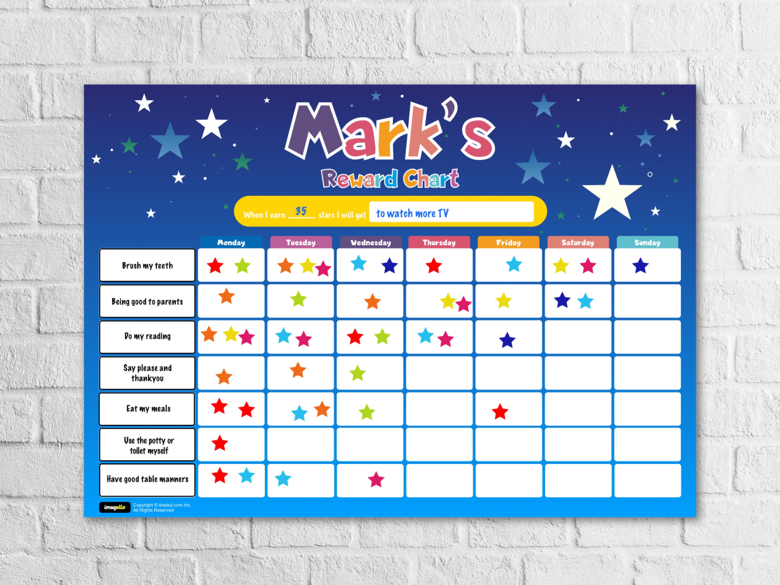 Boys Personalised Reward Chart Template - Etsy UK