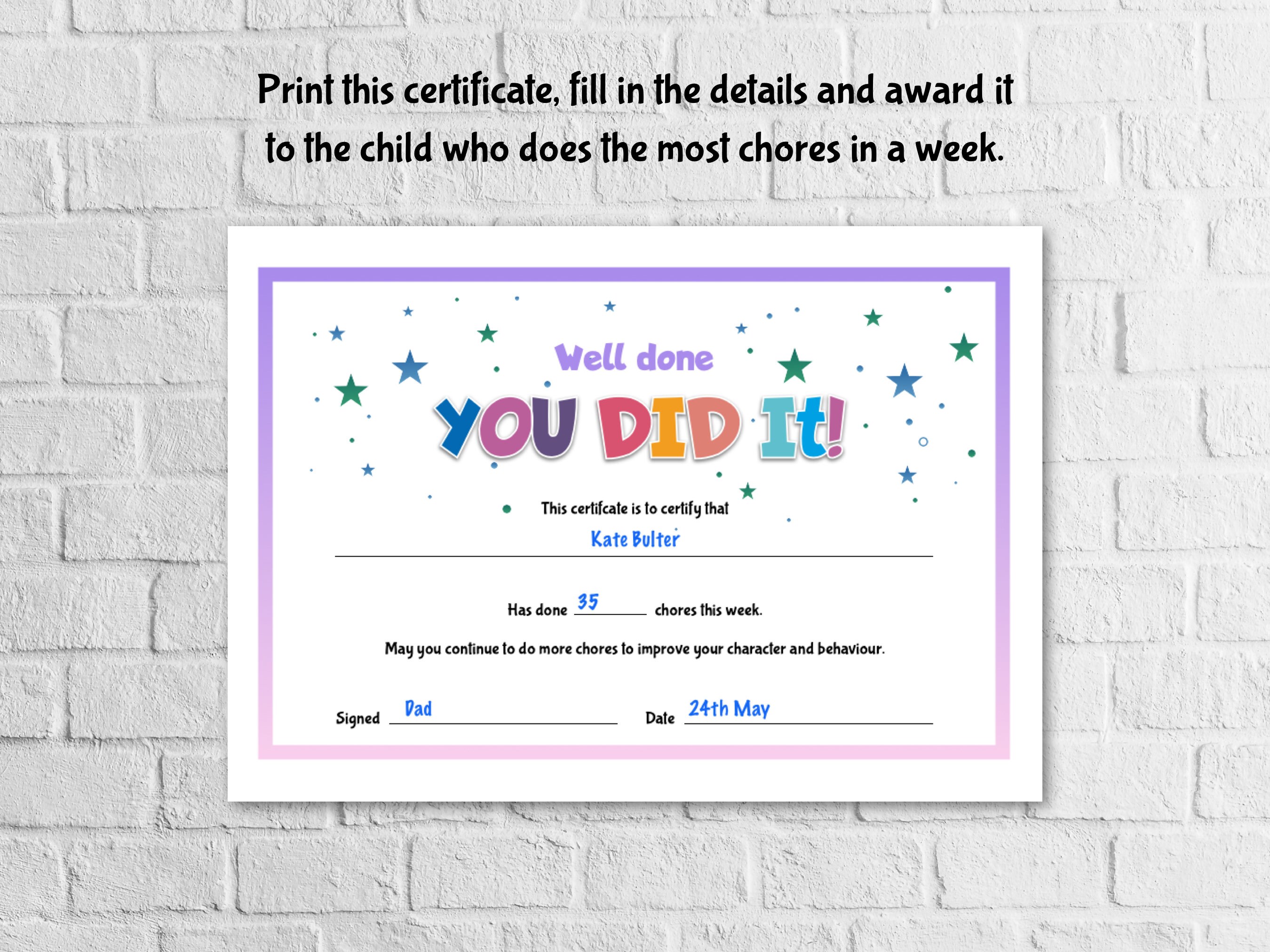 Printable Personalised Girls Reward Chart Template - Etsy