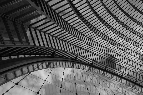 Urban Industrial Wall Art, Architectural Black&white Print, Skylight ...