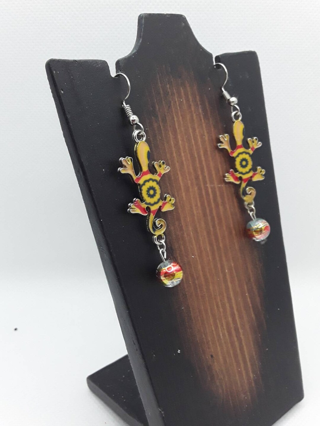 Yellow Gecko Earrings, Geckos, Beaded Lizard Earrings, Lizard Jewelry ...