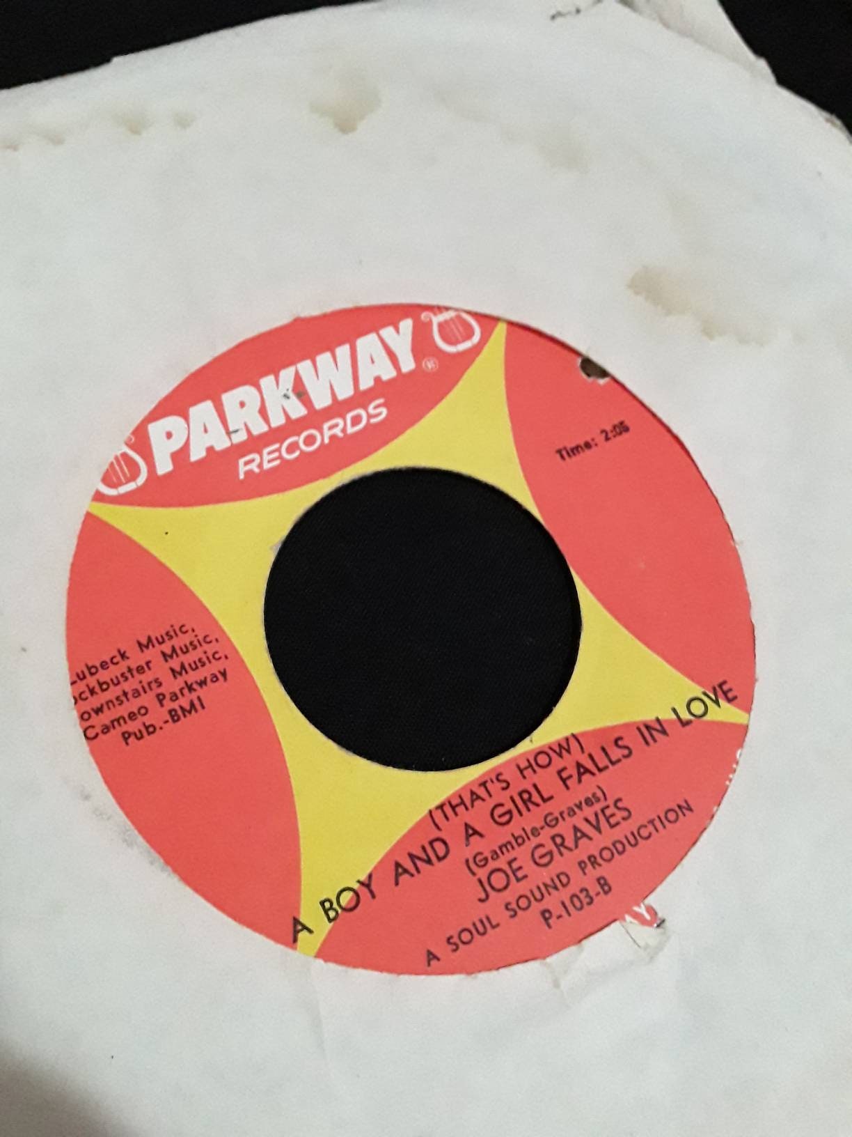 Parkway Records Vinyl Record, 1966 Joe Graves Singles, Old Vinyl Record ...