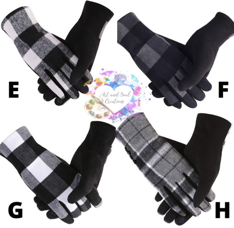Monogrammed Gloves Embroidered Plaid | Etsy