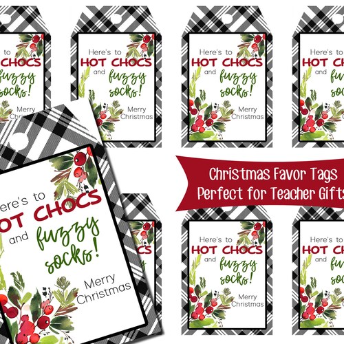 Christmas Gift Tags Hot Chocs and Fuzzy Socks Teacher Staff - Etsy