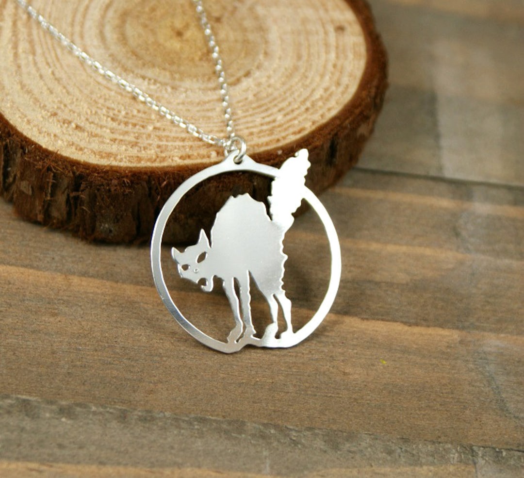 Black Cat Necklace - Anarchy, Sabo-tabby, Hand Cut Sterling Silver ...
