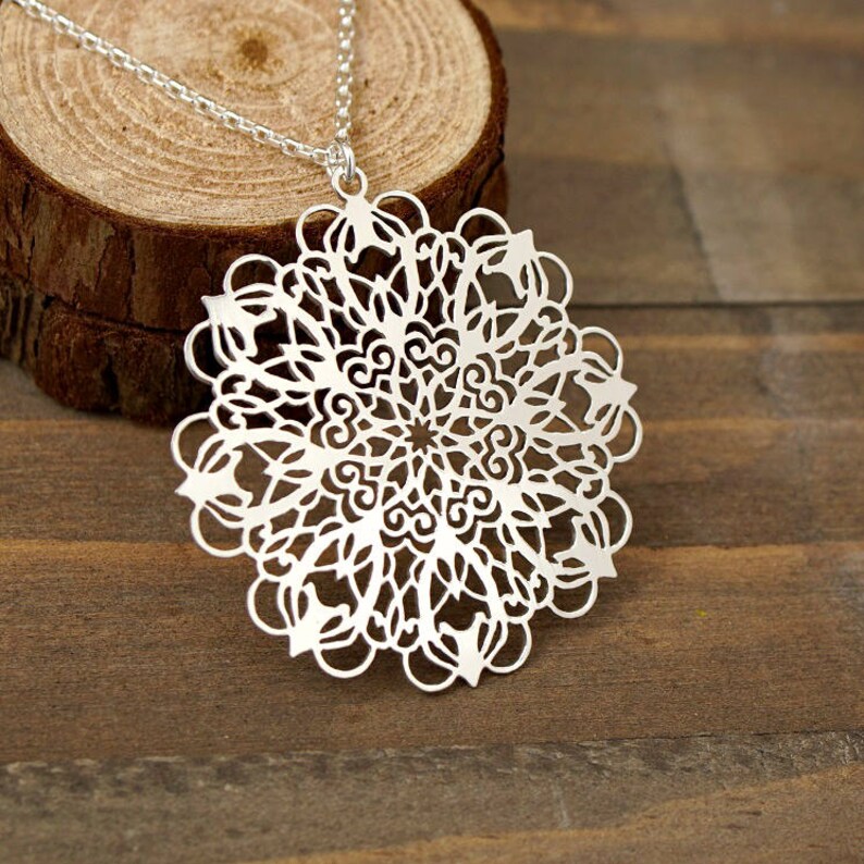 Snowflake Hand Cut Sterling Silver Pendant Necklace - Etsy