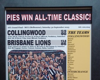 Collingwood Flagpies Premiership Poster - Etsy