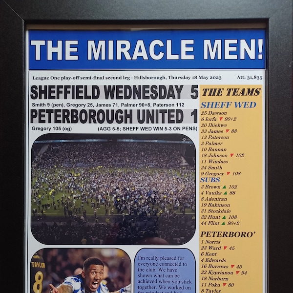 Sheffield Wednesday Play off Final - Etsy
