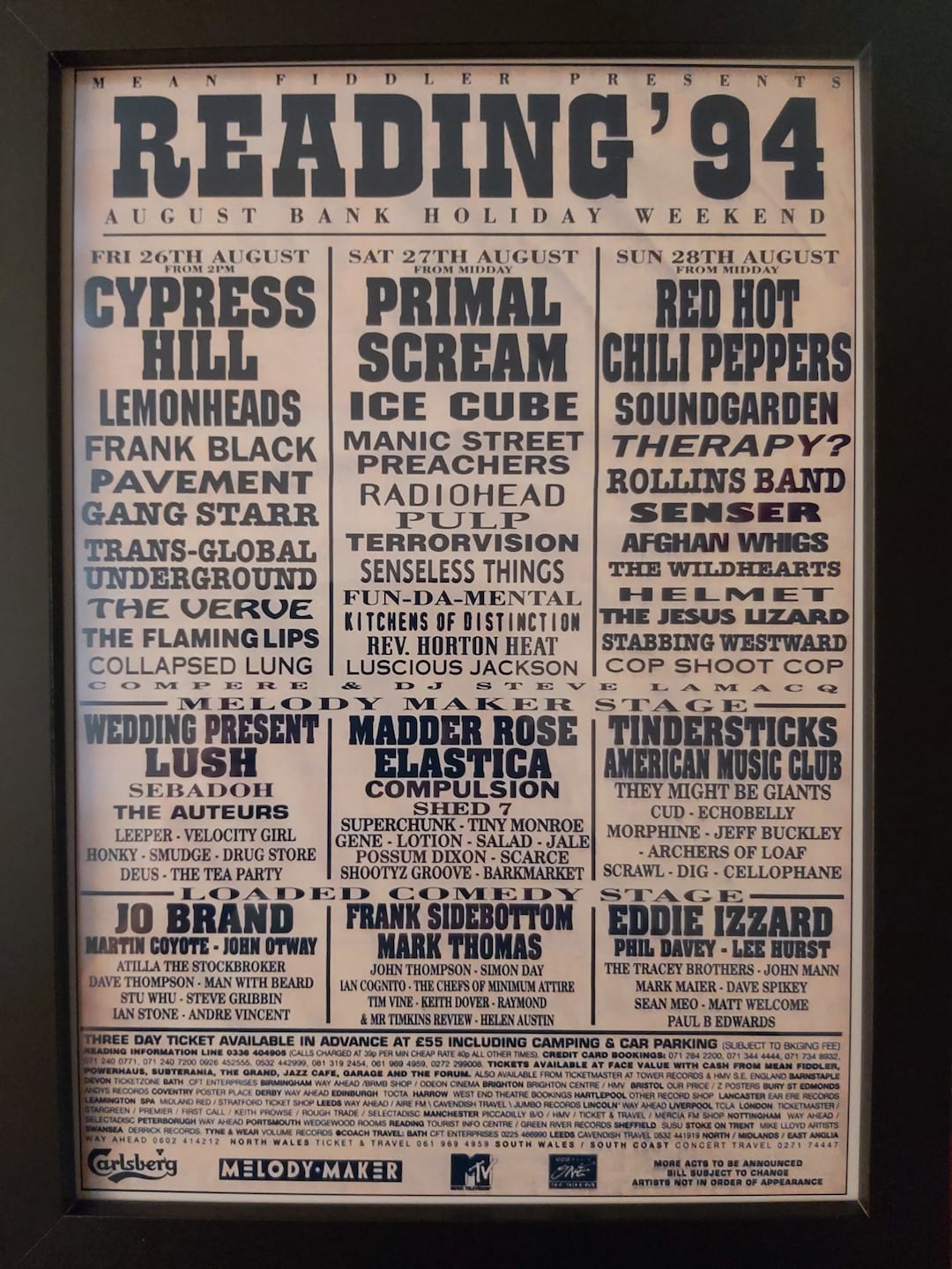 Reading Festival 1994 Line-up Cypress Hill Primal Scream - Etsy UK