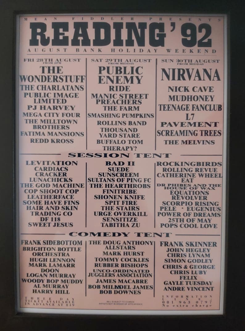 Reading Festival 1992 Line-up Nirvana Public Enemy the - Etsy UK