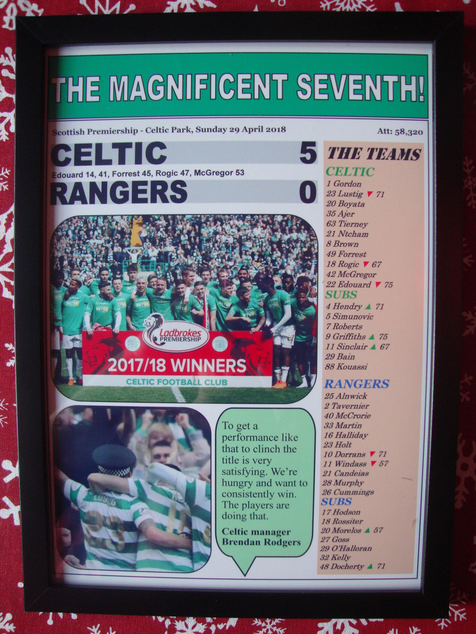 Celtic 5 Rangers 0 2018 Celtic Champions Souvenir Print - Etsy UK