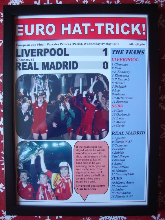 Liverpool 1 Real Madrid 0 1981 European Cup Final Souvenir | Etsy