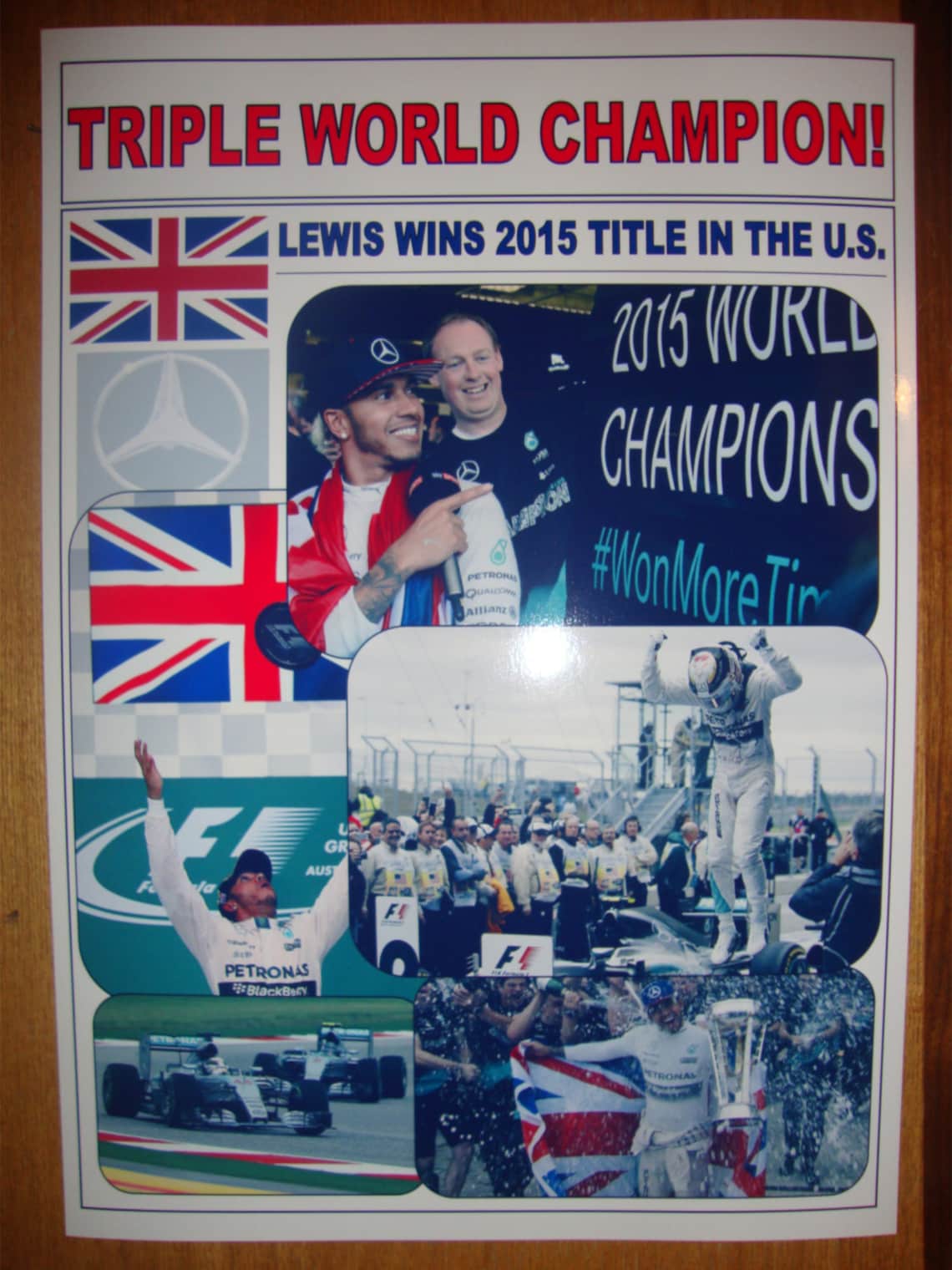 Lewis Hamilton 2015 F1 World Champion US Grand Prix Winner Souvenir ...