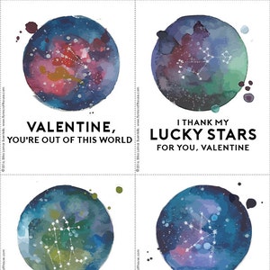 Astronomy Space Valentines Printable Cards Digital Download ...
