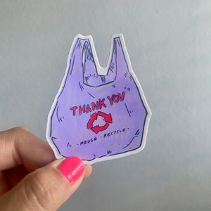 Purple Recycle Grocery Bag Icon | 3" Sticker Decal | Grocery Shopper ...