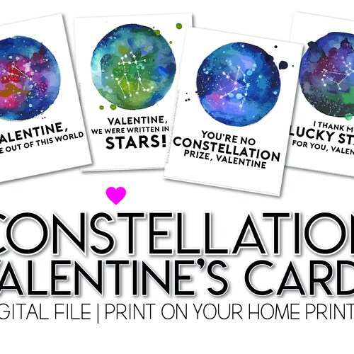 Astronomy Space Valentines Printable Cards Digital Download - Etsy