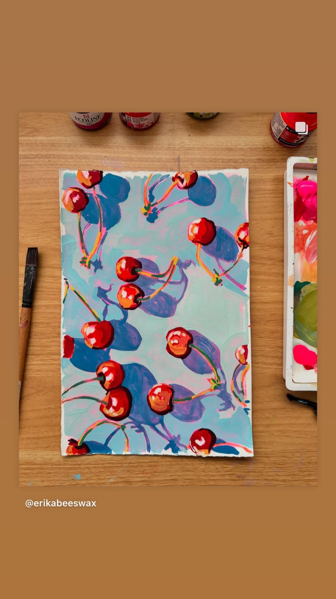 Cherry Jubilee | Original Gouache Painting by Erika Lamar Buentello - Etsy
