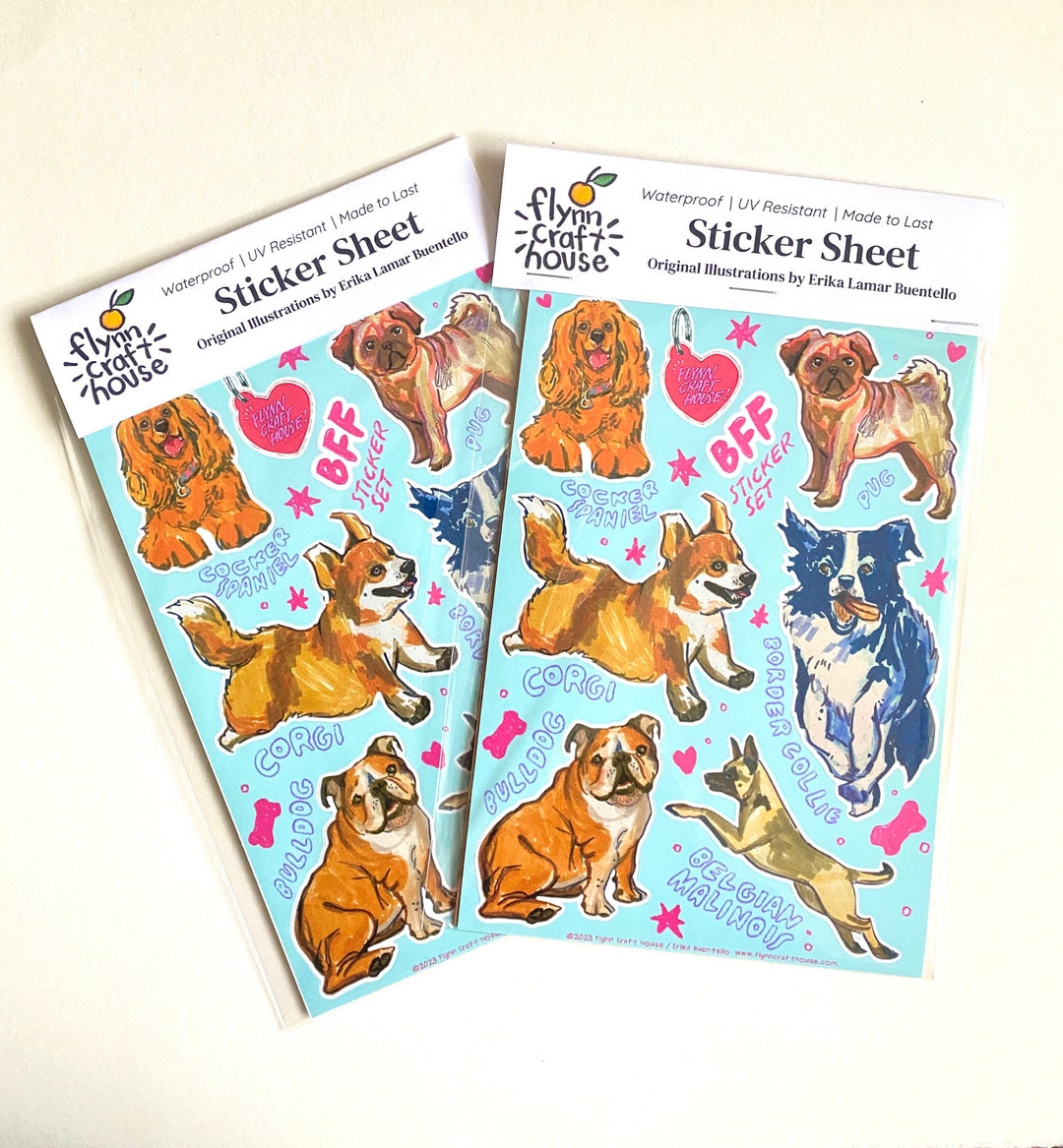 Playful Puppies Stickers | Sticker Sheet | Waterproof Weatherproof ...