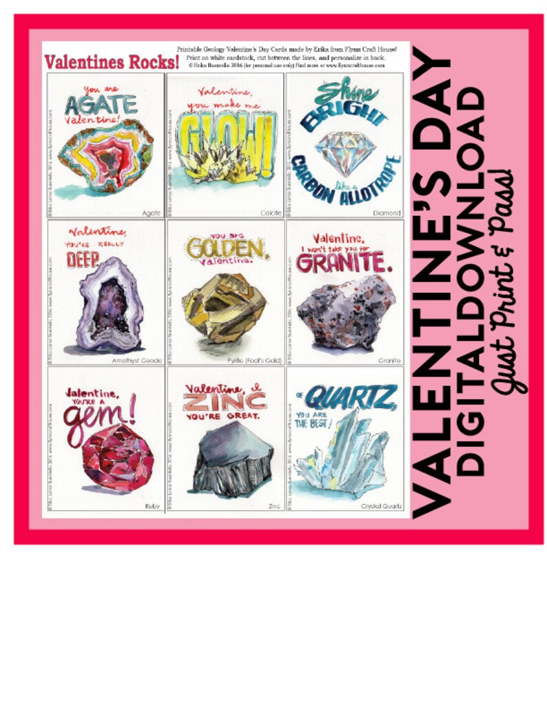 Geology Lovers Nerdy Valentines Cards Digital Download for | Etsy