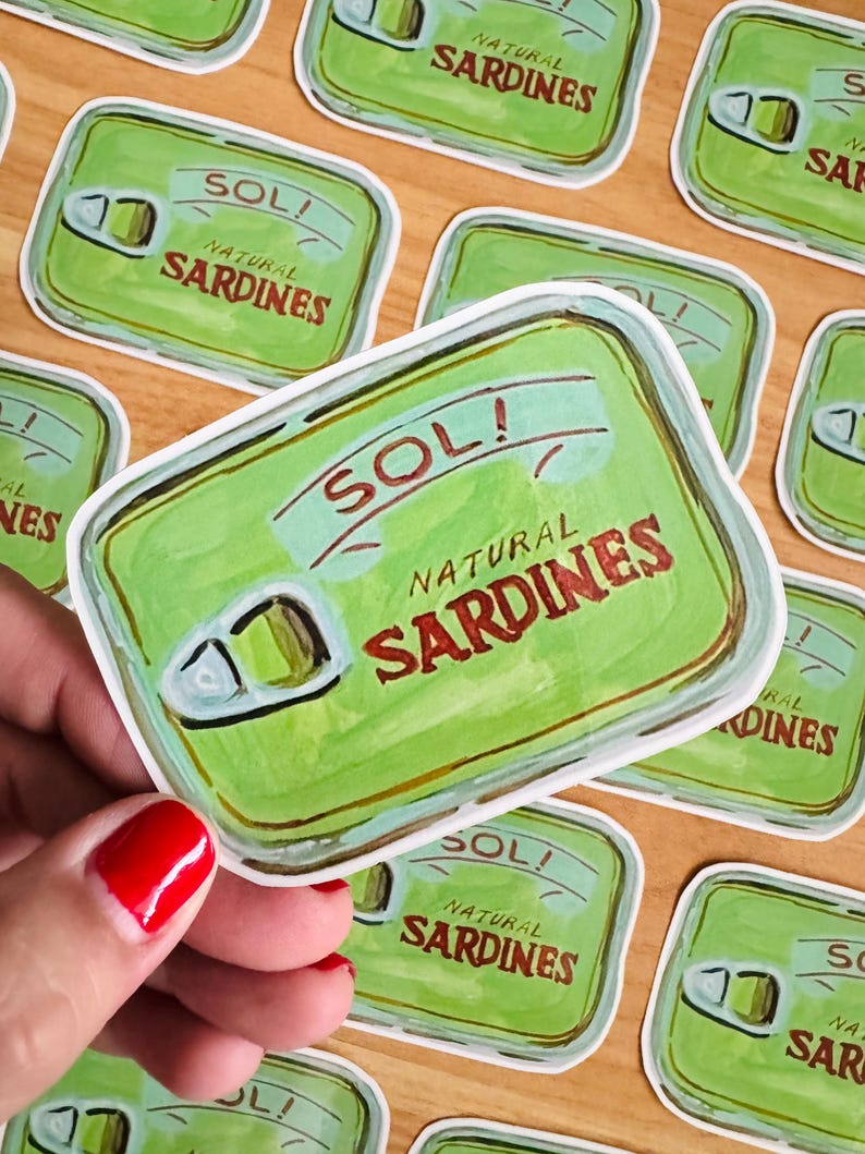 Sardine Can Sticker | Artist Painting Illustration Decal | Tinned Fish ...