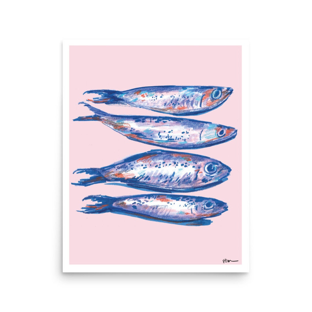 Sardine Poster Original Illustration Little Fish Poster Print - Etsy