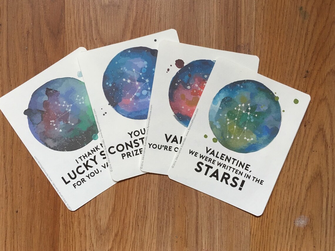 Astronomy Space Valentines Printable Cards Digital Download | Etsy
