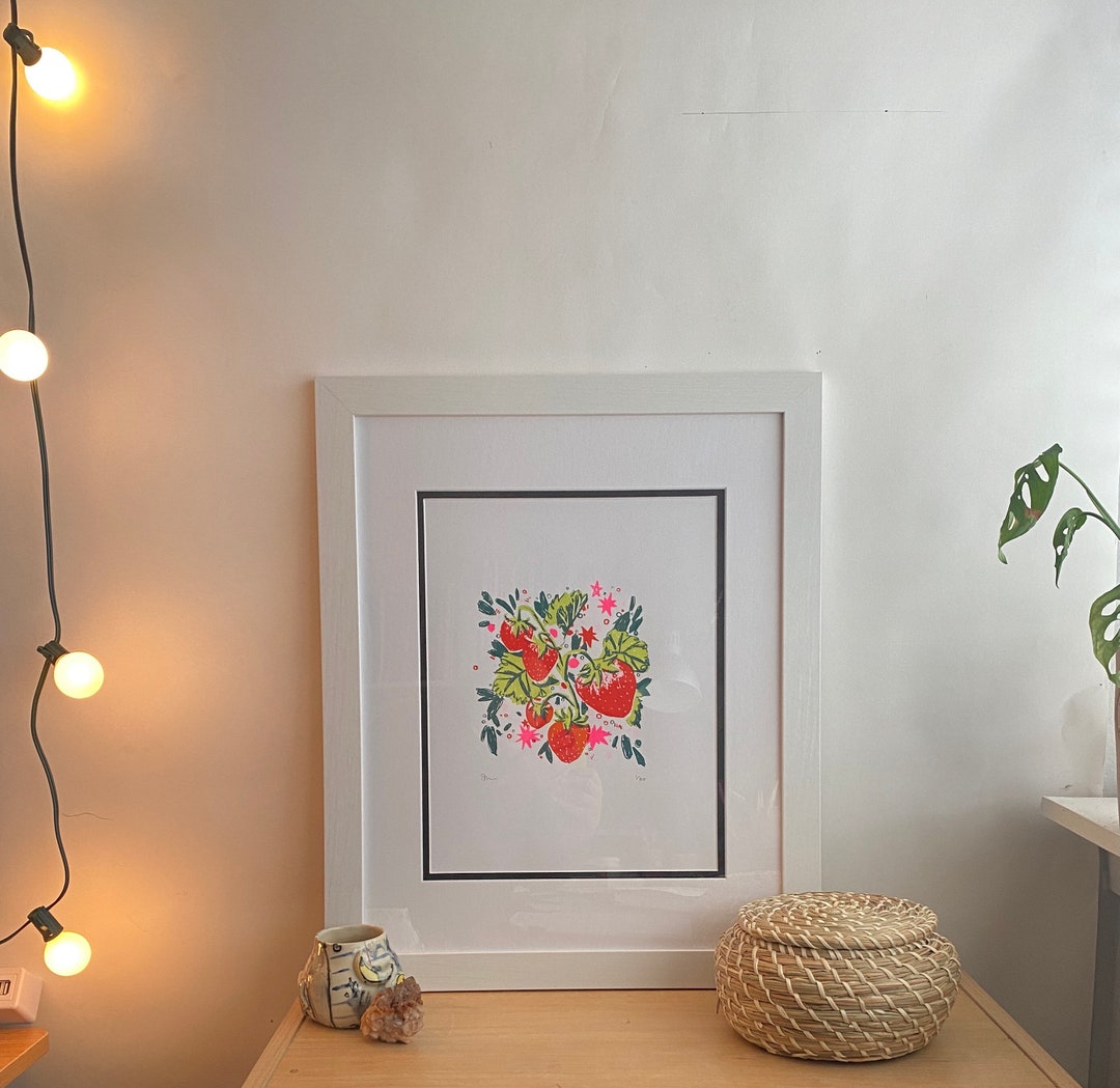 Strawberry Original Screen Print Limited Edition Artwork on Paper - Etsy