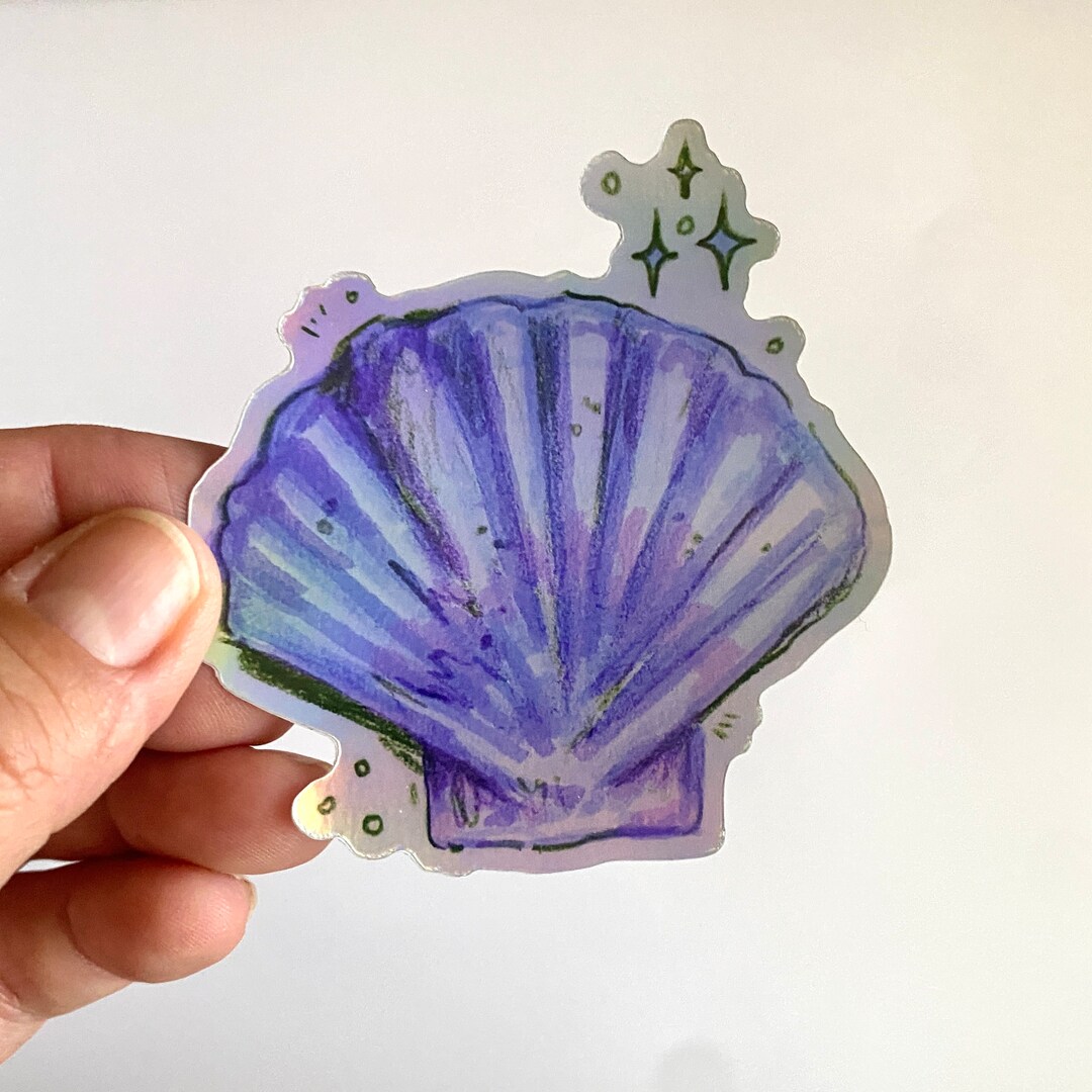 Sparkle Sea Shell | 3" Holographic Sticker Decal | Waterproof ...