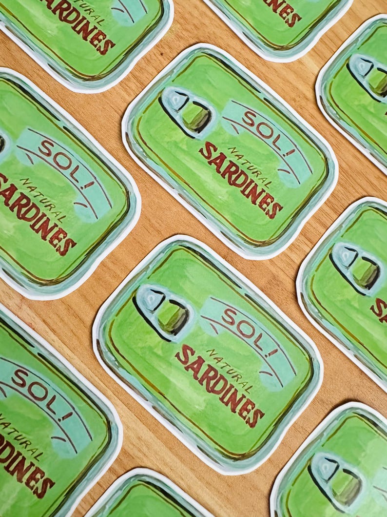 Sardine Can Sticker | Artist Painting Illustration Decal | Tinned Fish ...