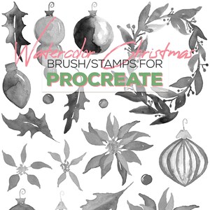 Procreate Watercolor Christmas Brush Stamps, iPad Pro, INSTANT DOWNLOAD ...
